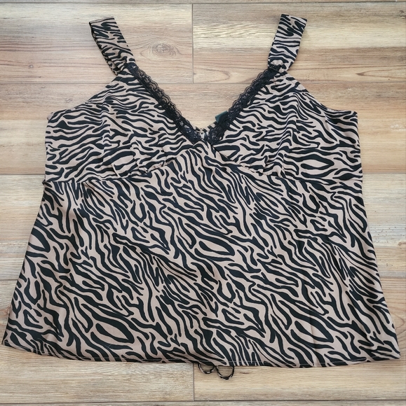 wild fable | Tops | New Wild Fable Womens Tiger Stripe Lace Trim Satin Cami Top Xxl | Poshmark